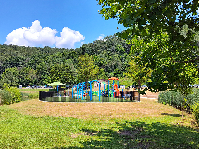 Kid paradise in the wilderness. This playground proves you're never too young to start appreciating the great outdoors.
