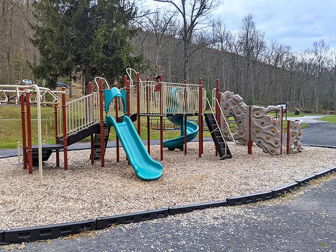 Slides, climbs, and childhood memories. This playground proves Poe Valley caters to adventurers of all ages.