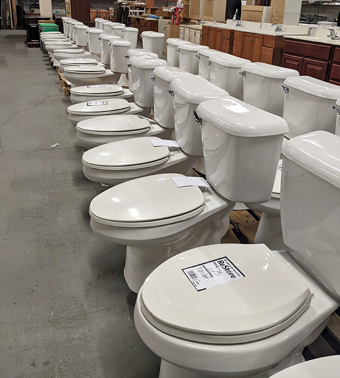 The toilet parade: where bathroom dreams come true and plumbers' nightmares begin. More porcelain thrones than Buckingham Palace, and significantly more affordable.