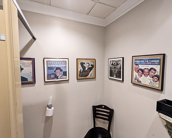 The powder room décor says "we care about every detail" louder than words ever could.