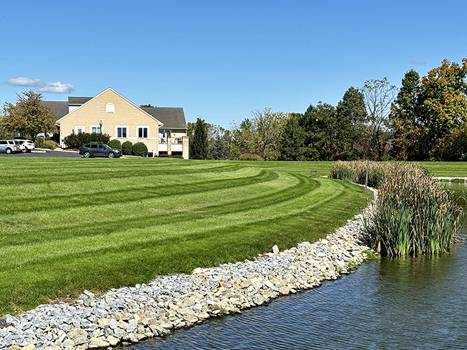 Landscaping so precise it makes golf courses jealous. That perfect edge between lawn and water is the retirement equivalent of having your financial affairs in order. 