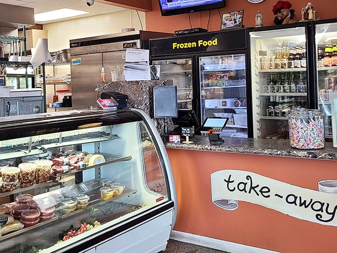 The take-away counter, where dreams of enjoying Old Forge pizza in your pajamas become delicious reality.