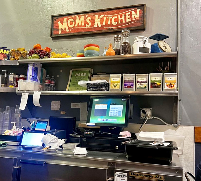 The "Mom's Kitchen" sign says it all&mdash;this isn't just a restaurant; it's a continuation of traditions that began in home kitchens generations ago.