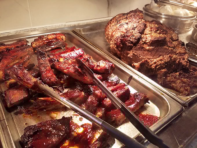 Barbecued ribs glistening with sauce that would make Kansas City jealous&mdash;because great buffets know life isn't just about seafood.