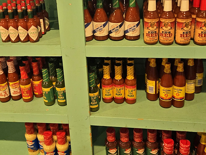 The hot sauce collection at Lynn's is like a spice library&mdash;each bottle offering a different chapter in the story of your meal.