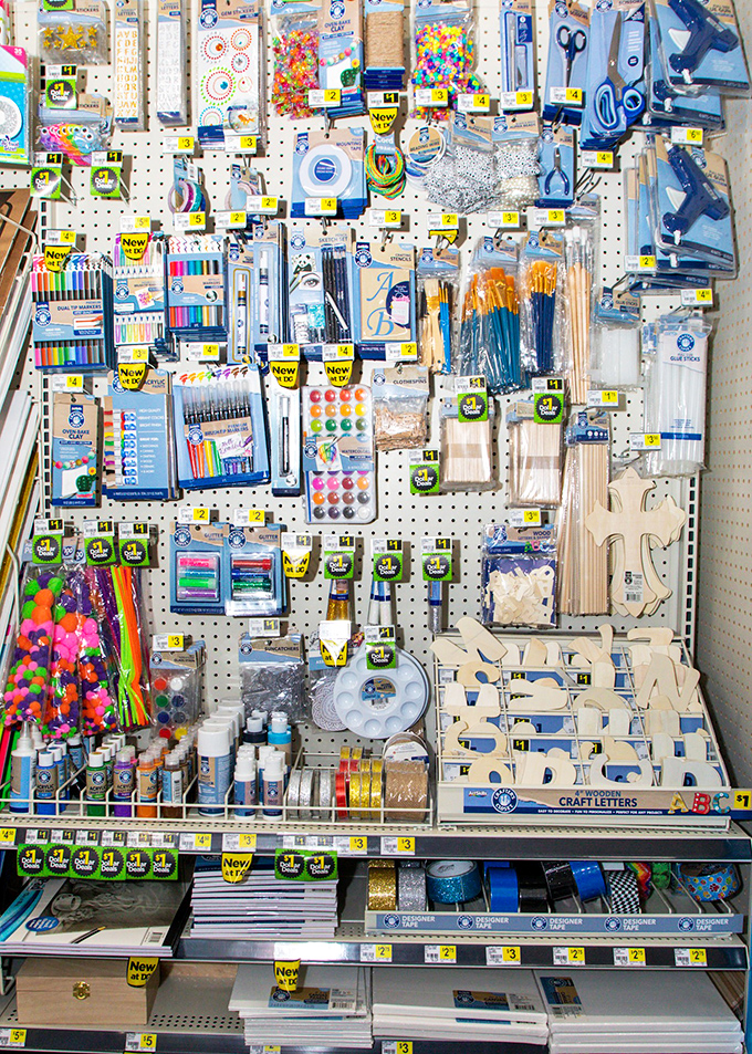 The craft and school supply wall&mdash;where last-minute science projects and forgotten permission slips find their salvation.