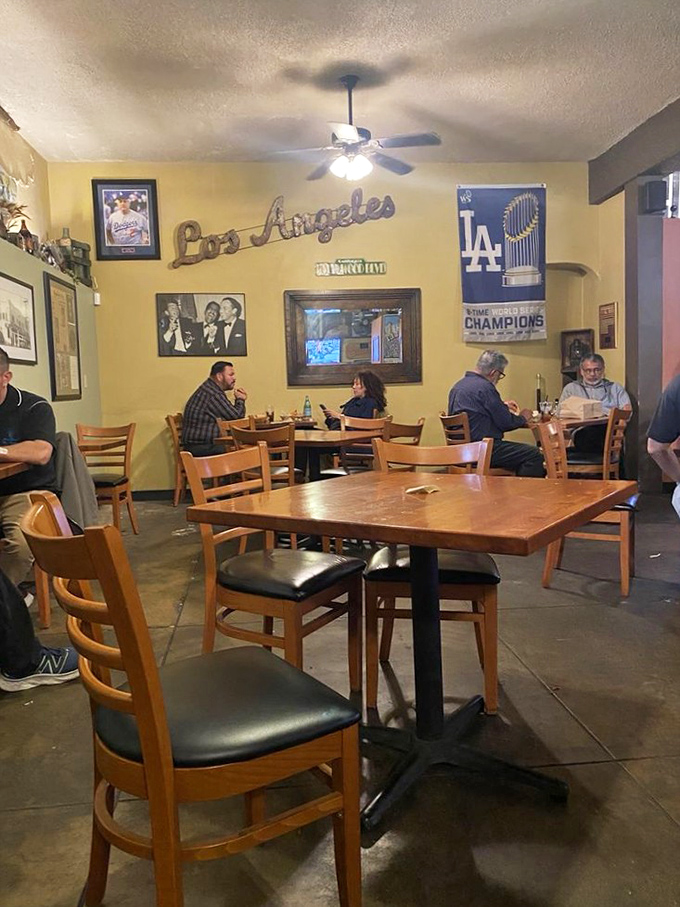 The dining area feels like Sunday at your Italian friend's house &ndash; Dodgers memorabilia, comfortable chairs, and the buzz of satisfied conversation.