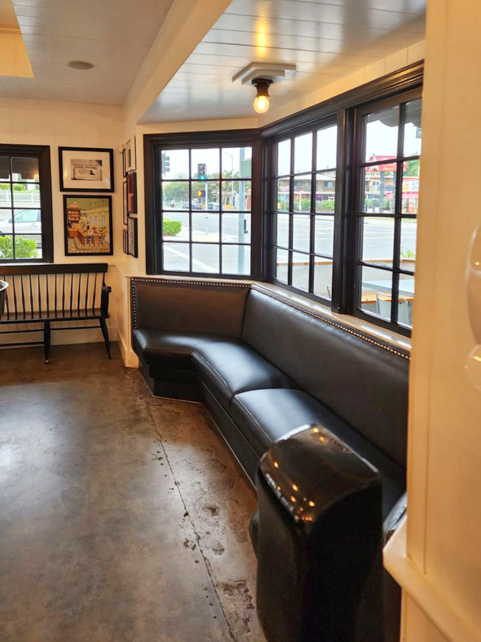 Cozy booth seating that invites you to settle in and stay awhile, like your favorite aunt's living room but with better food.