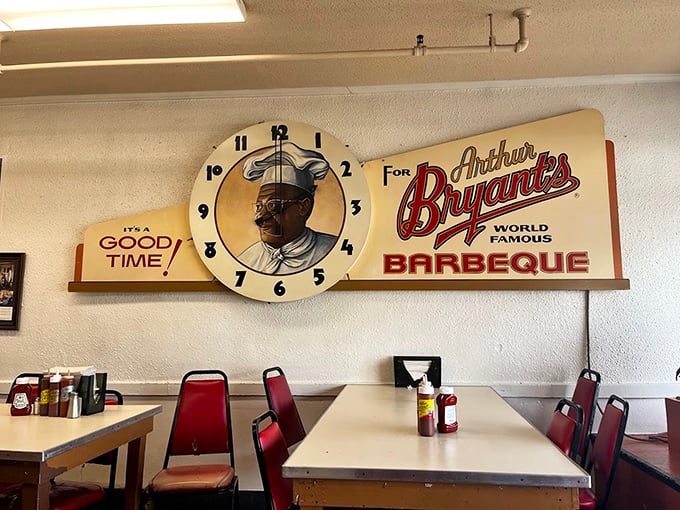 That vintage clock doesn't just tell time&mdash;it reminds you that at Arthur Bryant's, it's always the right hour for world-famous barbecue.