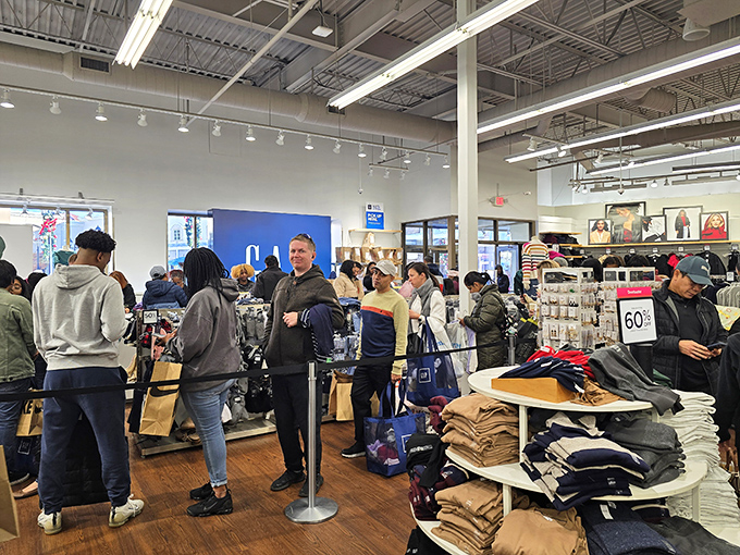 The checkout line: where strangers bond over their victories. "This? Only twenty bucks!" becomes the battle cry of the successful shopper.