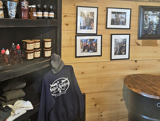 Merchandise on display hints at Wild Annie's local popularity&mdash;when a restaurant sells branded gear, you know they've achieved hometown hero status.