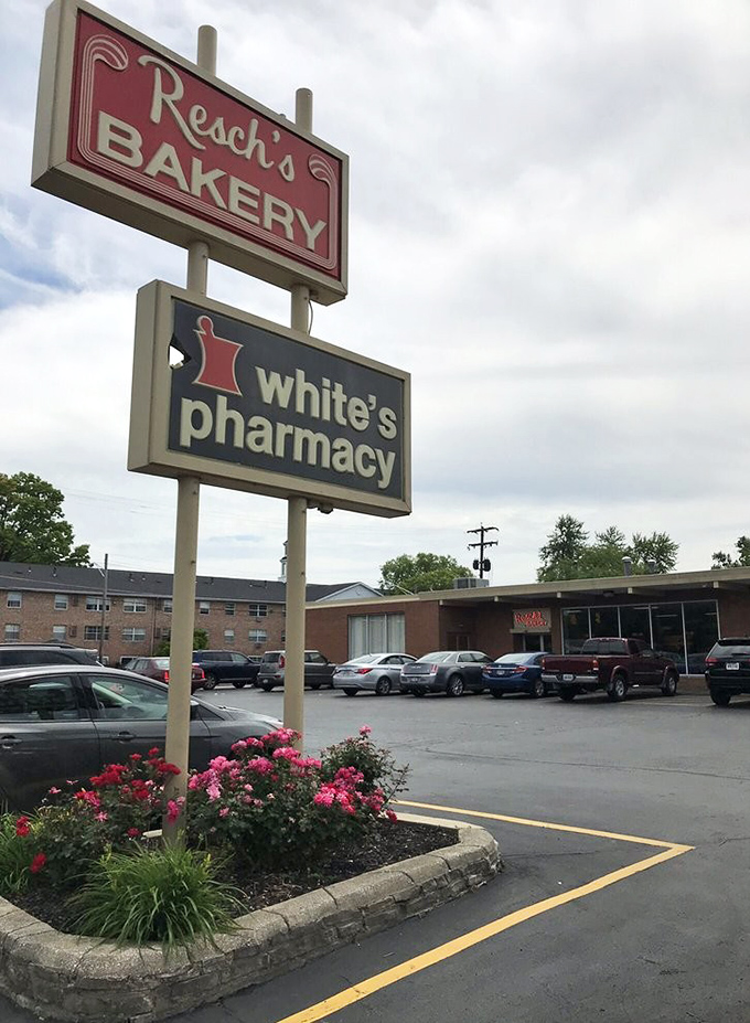 The classic sign shares space with the pharmacy next door – a convenient arrangement for treating your sweet tooth, then your guilt.