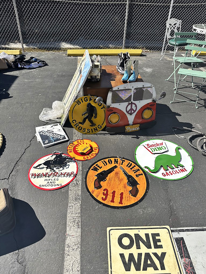 Vintage signs that once directed America's highways now direct decorators to their wallets. That "Bigfoot Crossing" sign? Absolutely essential for any home.
