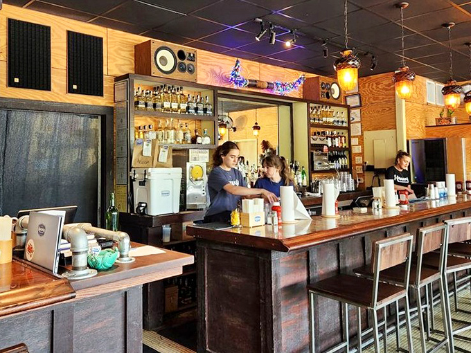 Behind the bar, the staff orchestrates the Heavy's experience with the precision of people who know good food matters.