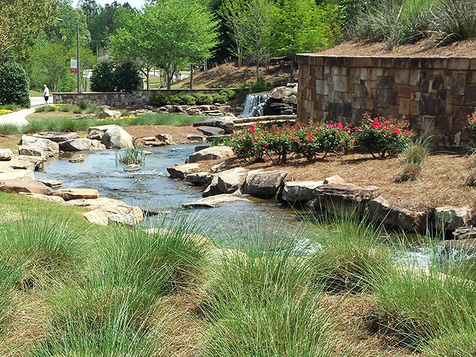Water features that would make landscape designers weep with joy. This meandering stream creates natural music that no playlist could ever replicate.