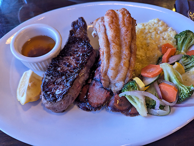 This surf and turf plate doesn't just satisfy hunger&mdash;it resolves the eternal debate between steak and seafood by declaring "Why not both?" in the most delicious way possible.