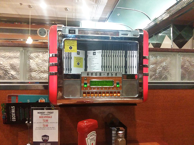 Remember when every table had a jukebox? This nostalgic touch still plays the hits.