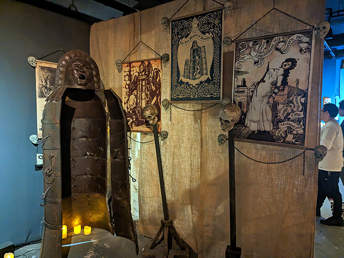 The Iron Maiden: medieval Europe's most terrifying hug. This metal cabinet with interior spikes ensured you'd never forget your visit.