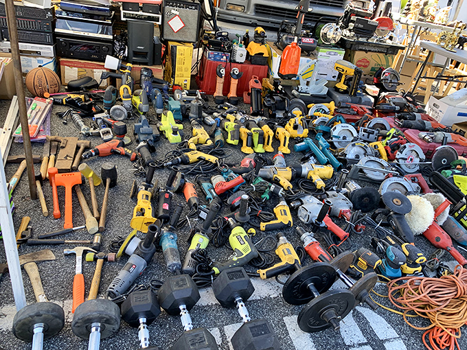 Tool heaven for the DIY devotee! This sprawling collection of power tools could build a small house—or fix everything in yours that's been "getting to it."