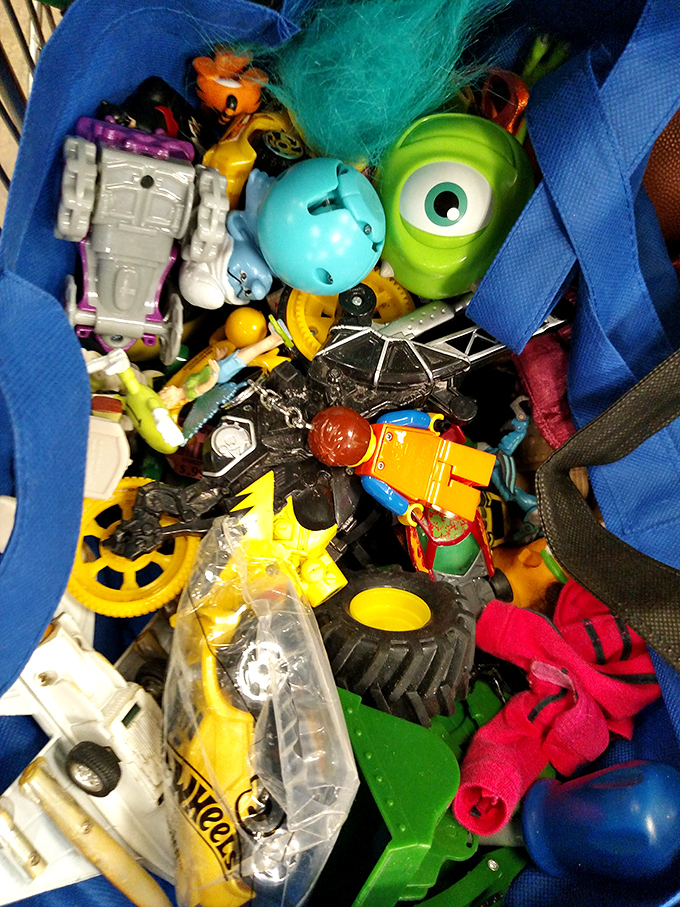 Toy bin archaeology reveals pop culture layers&mdash;from Mike Wazowski to Transformers&mdash;where nostalgic adults often get more excited than the kids.