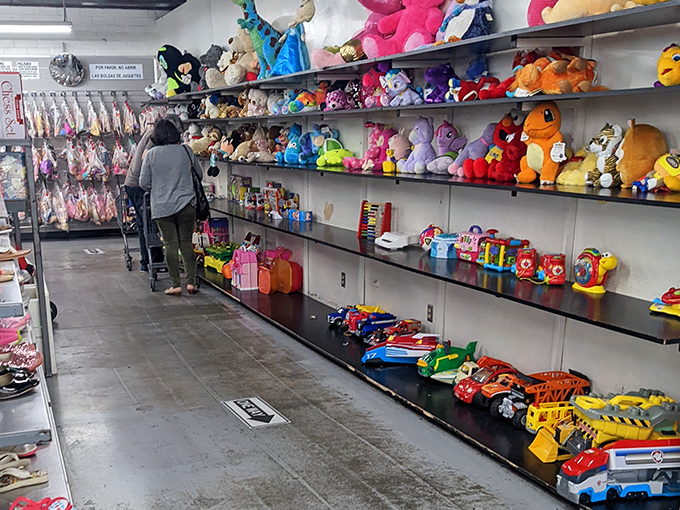 Childhood magic fills every shelf as stuffed animals and toys await new families to love them.