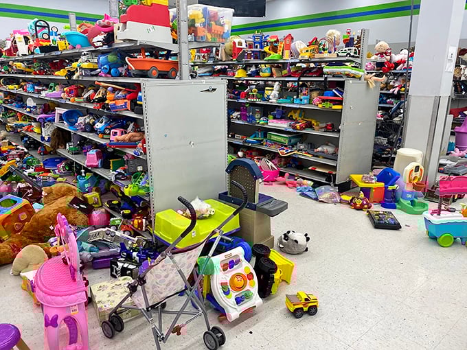 Toy story indeed! A colorful chaos of childhood joy awaits new homes, proving that imagination never goes out of style or budget.