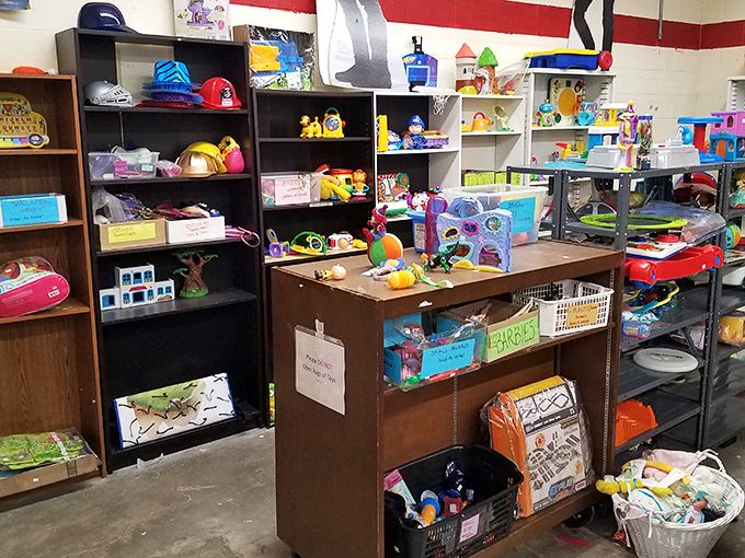 The toy section—where childhood nostalgia meets bargain prices. One person's outgrown playthings become another family's weekend entertainment without breaking the bank.