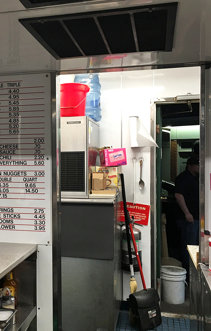 The behind-the-scenes utility area&mdash;where cleanliness and order maintain the rhythm of a well-oiled American diner.