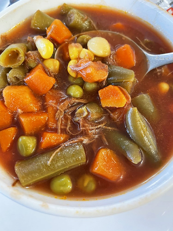 Vegetable beef soup that could cure whatever ails you. Each spoonful delivers tender beef and garden-fresh vegetables swimming in a rich, savory broth.