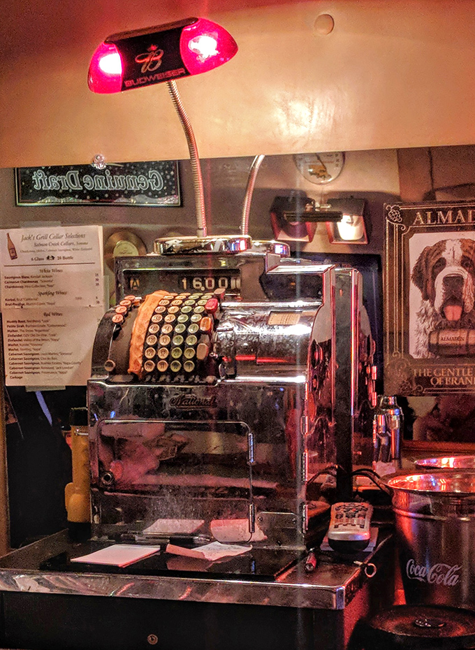 That vintage National cash register adds old-school charm while modern appetites get completely satisfied here.