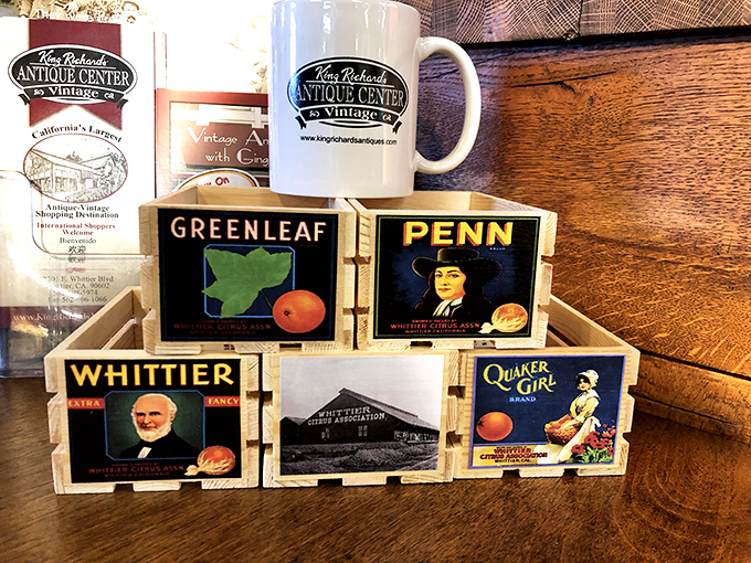 Local pride on display! These vintage-inspired decorative items celebrate Whittier's heritage with a nostalgic nod to California's citrus past.