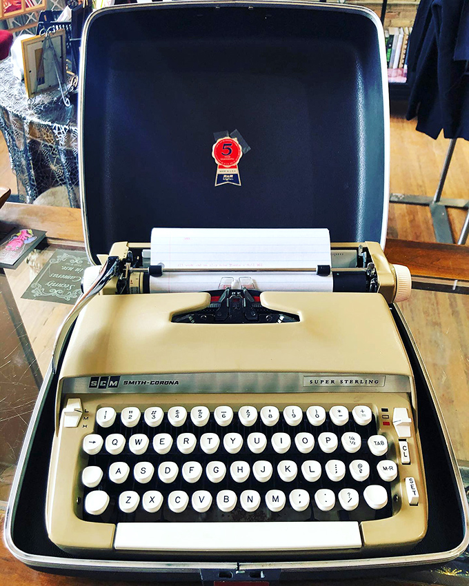 This pristine Smith-Corona typewriter isn't just vintage technology—it's a portal to an era when thoughts had to be committed with purpose and precision.