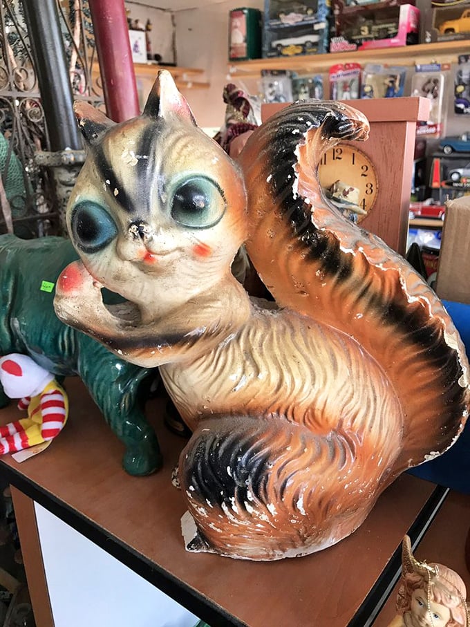 "I've seen things you wouldn't believe..." This wide-eyed vintage squirrel figurine has witnessed decades of home decor trends come and go.