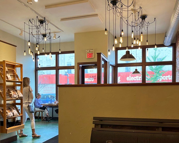 Edison bulbs dangle like culinary constellations above the dining space. The perfect lighting to make both the food and your dining companion look spectacular.