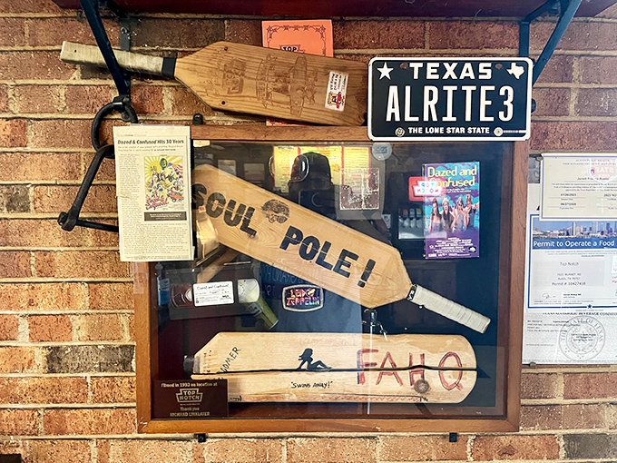 Wall memorabilia that tells stories better than any menu description—including that "Dazed and Confused" connection that put them on Hollywood's map.