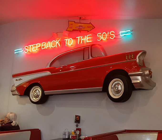 "Step Back to the 50's" isn't just a neon sign&mdash;it's a promise delivered with every bite in this time-capsule of American dining.