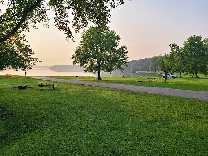 The lake stretches out like Ohio's answer to a meditation app, only better and subscription-free.
