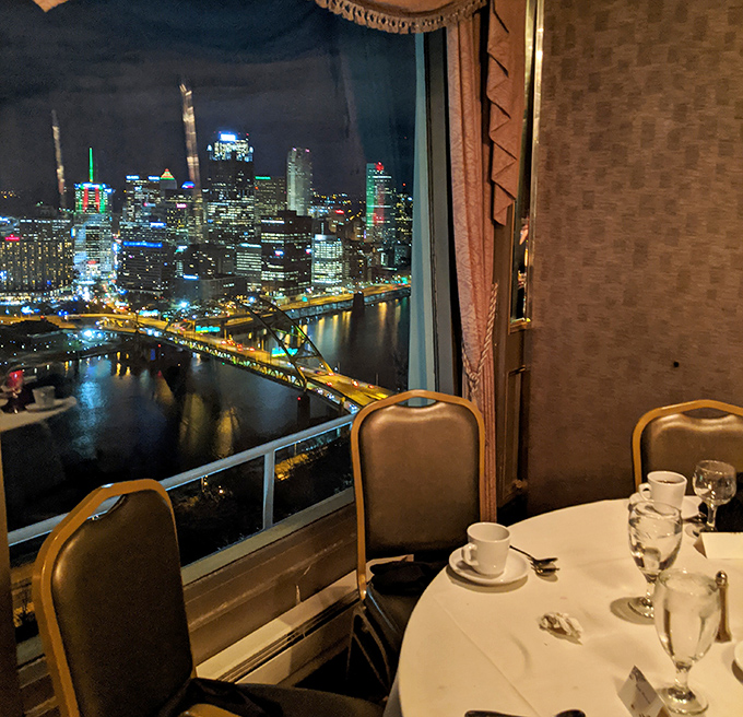 Night falls and Pittsburgh lights up like a jewelry box. This table setting whispers "special occasion" even if your special occasion is simply Tuesday.