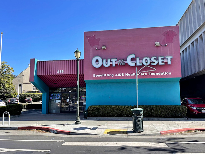 Out of the Closet's pink and turquoise paint job is as bold as their prices are small.