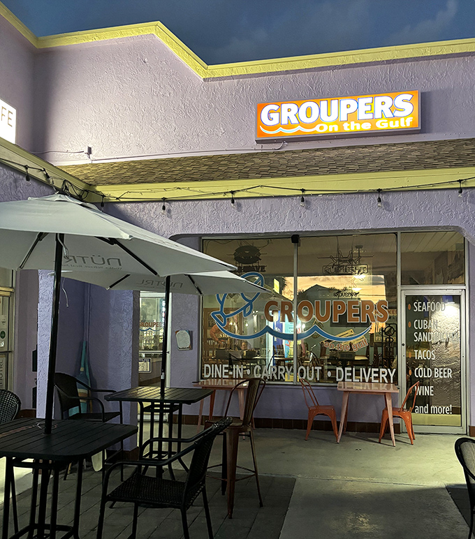 When your restaurant glows in the evening light, it's like a seafood lighthouse guiding hungry travelers to shore. Groupers on the Gulf knows its mission!