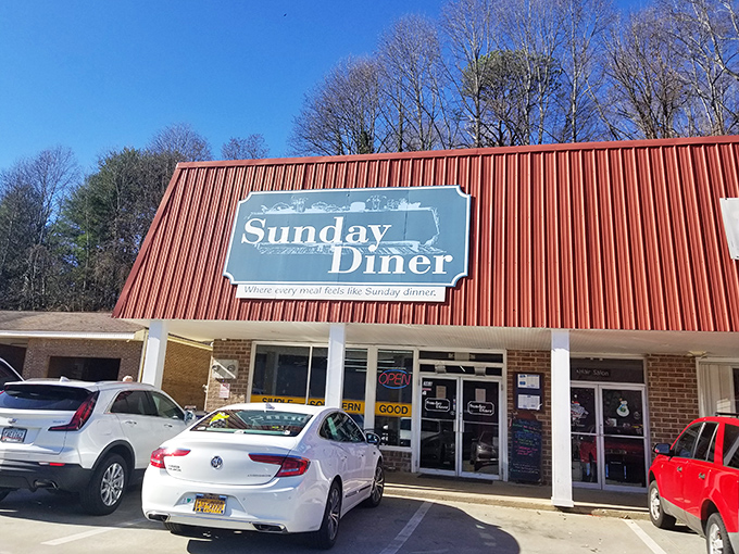 Nestled among North Georgia trees, this red gem serves comfort food with a side of scenery.