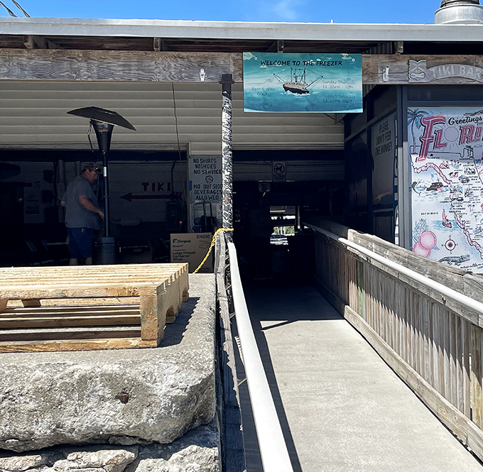 That simple "Welcome to The Freezer" sign is the gateway to some of the freshest shrimp you'll ever peel.