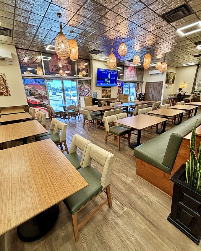 From this angle, you can almost hear the gentle hum of conversation and catch the aromatic whispers of garlic and soy from the kitchen. 