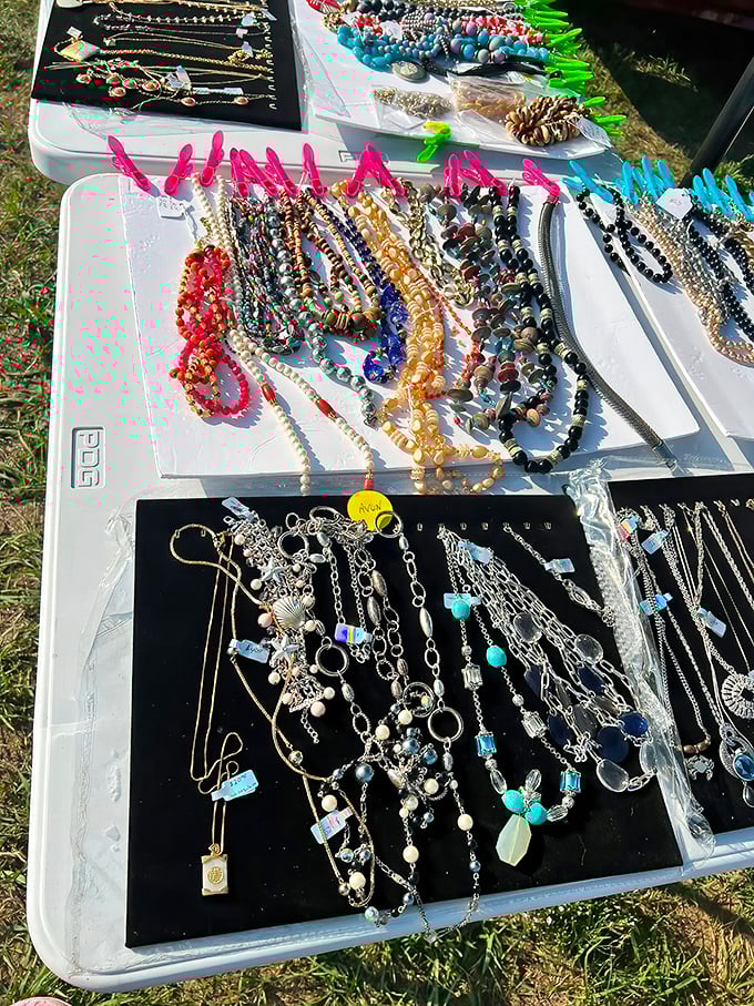 Jewelry that whispers tales of proms past, anniversary dinners, and "just because" gifts that found their way to this table of second chances.