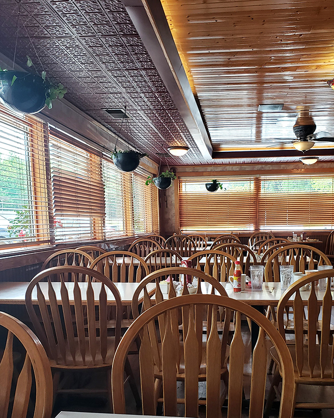 Sturdy tables and comfortable chairs because they know you're staying for seconds, maybe thirds.