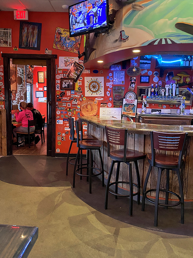 Every inch of wall space tells a story&mdash;from license plates to fishing memorabilia, it's a museum of coastal cool.