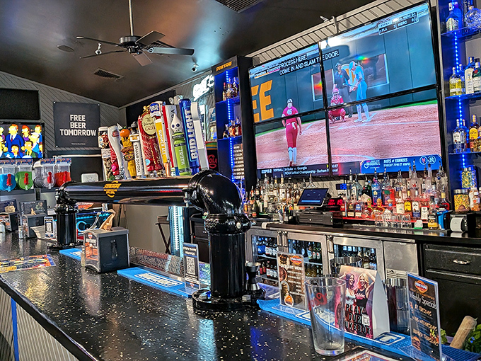 A bar that understands the sacred relationship between sports fans and multiple screens &ndash; no neck-craning required to catch every play.