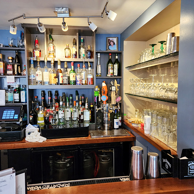 A bar stocked like a liquid library, where every bottle tells a different story. This isn't drinking&mdash;it's research into the human condition.