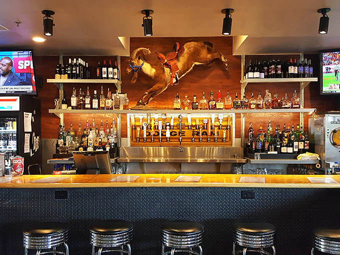 Another angle of the bar reveals the extensive beer selection that pairs perfectly with those famous fries.
