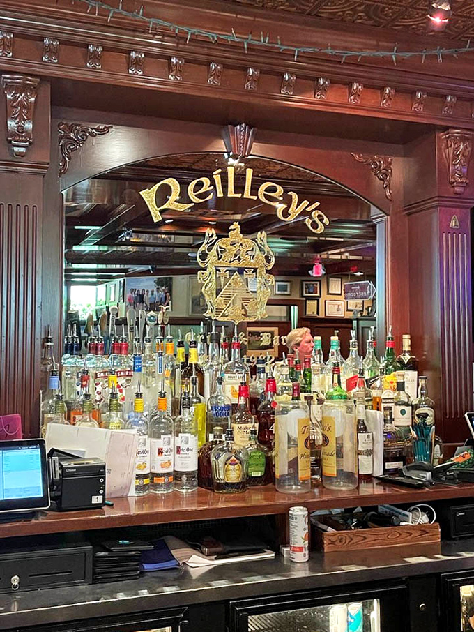 The ornate bar mirror doesn't just reflect bottles&mdash;it captures decades of celebrations, first dates, and "I needed that" moments.